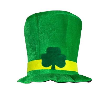 China Wholesale St Patricks Day Shamrock Green Top Hat 57cm Handmade Wool Festival Hat for sale