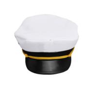 China Custom White Sailor Captain Hat 57CM - Handmade Sinamay Material with Feathers for Promotional Events for sale