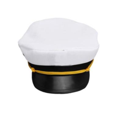 China Custom White Sailor Captain Hat 57CM - Handmade Sinamay Material with Feathers for Promotional Events for sale