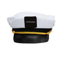China Custom White Sailor Captain Hat 57CM - Handmade Sinamay Material with Feathers for Promotional Events for sale