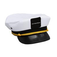 China Custom White Sailor Captain Hat 57CM - Handmade Sinamay Material with Feathers for Promotional Events for sale