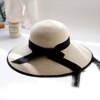 China Wide Brim Women's Fisherman Bucket Hat 58cm Adult Size Straw Summer Beach Headwear for sale