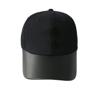 China PU Sports Dad Hat Street Style Black Unisex Cap with Adjustable Metal Closure 56-60cm for sale