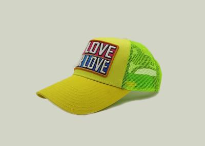China Custom Children's Yellow 5-Panel Trucker Cap with MY LOVE YOUR LOVE Text - 48-55cm Sizes for sale