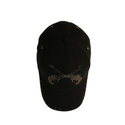 China OEM ODM Custom Rhinestone Baseball Cap with Metal Buckle - 58cm Adult Size, Black Constructed Design for sale