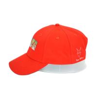 China Customized Red 6 Panel Curve Bill Printed Baseball Caps For Girls for sale