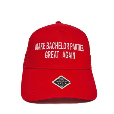 China Unisex Red Mesh Baseball Cap for Summer with Flat Embroidery Logo Custom Size for sale