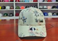 China Custom Flower Metal Label Baseball Cap 100% Cotton Breathable Waterproof Adult Size 58cm for sale