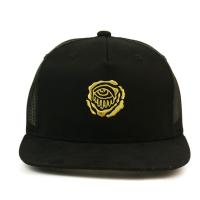 China Adjustable Snapback Trucker Cap Mesh Hat Flat Bill Black  Cotton Twill Seam Tape for sale