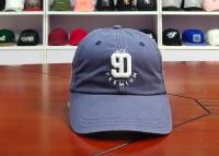 China Custom 100% Cotton Sublimation Baseball Cap with Blue Metal Buckle Light Blue for sale