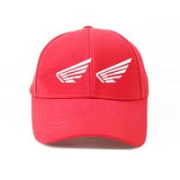China Custom 100% Cotton Baseball Cap with Rubber Printing Logo Wings Red Ladder Cloth Unisex for sale
