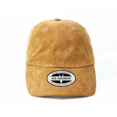 China Custom Blank Suede Baseball Cap with Metal Buckle 100% Cotton Yellow for sale