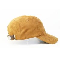 China Custom Blank Suede Baseball Cap with Metal Buckle 100% Cotton Yellow for sale
