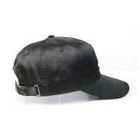 China Small MOQ Soft Silk Customized Black Embroidery Patch metal buckle baseball Hats Caps for sale