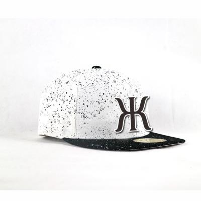 China Custom 3D Rubber Logo Snapback Hat Cotton Flat Bill Cap 56-60cm Unisex for sale