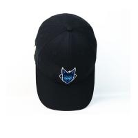 China 100% Cotton Customized Design Black rubber wolf Logo 6 Panel Baseball Caps Hats for sale