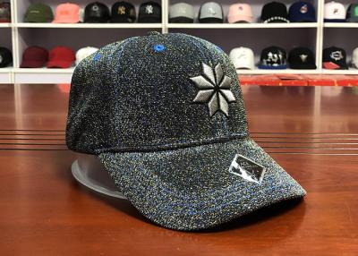 China Custom Bling Metal Thread ACE Embroidery 6 Panel Baseball Cap 100% Cotton 58-60cm for sale