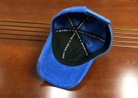 China Hot sale Customize velvet 6panel  blue rubber patch baseball caps hats for sale