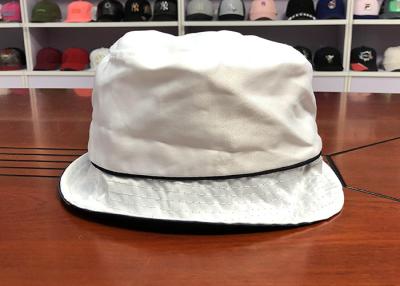 China Custom White Summer Fisherman Bucket Hat 100% Cotton Unisex 58-60cm for sale