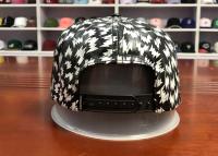 China Custom black and white leather flat bill flat printing  snapback caps for sale
