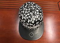 China Custom black and white leather flat bill flat printing  snapback caps for sale