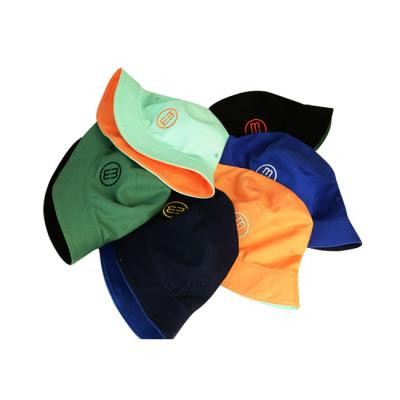 China Custom Double Sided Fisherman Bucket Hat 58cm Cotton Embroidered Fishing Cap for sale