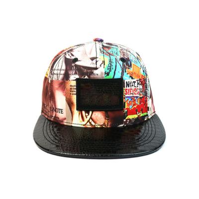 China High - End ACE Unisex Creative Graffiti Snapback Curve Brim Cap Leather With Leather Patch for sale