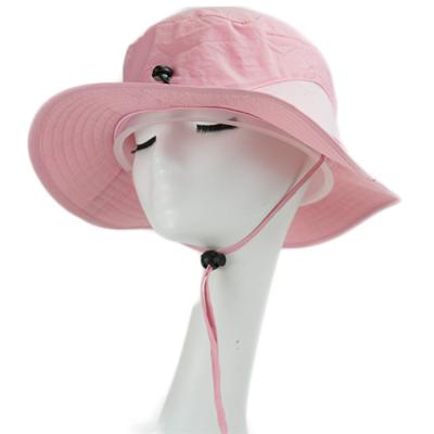 China Unisex Custom Craft Silk Print Logo Fisherman Bucket Hat with Leather Strap Buckle 58cm for sale
