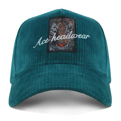 China ACE 5 Panel Corduroy Baseball Cap with Metal Buckle - 58cm Size, Custom Sublimation Patch & Logo Options for sale