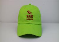 China Green Solid Color Embroidered Baseball Caps Curve Brim Character Style for sale