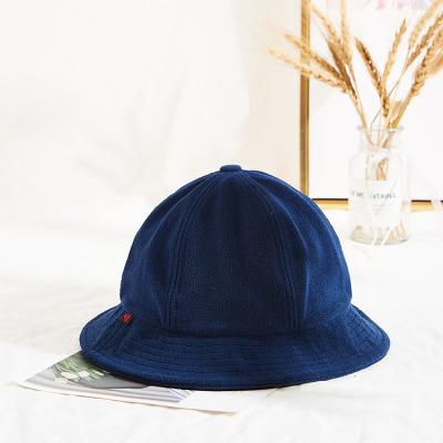 China Navy Blue Custom Logo Winter Bucket Hat 56-58cm Thick Warm Cotton for sale