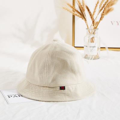 China Unisex Terry Cloth Bucket Hat 58cm Custom Color Winter Soft Fabric Cap for sale