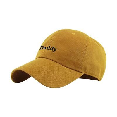 China Yellow Color 6 Panel Curved Visor Daddy Hats For Women for sale