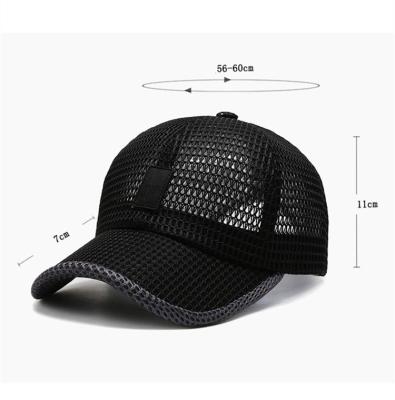 China Custom Breathable Black Trucker Hats for Adults 58cm Mesh Back Hot Weather Caps for sale
