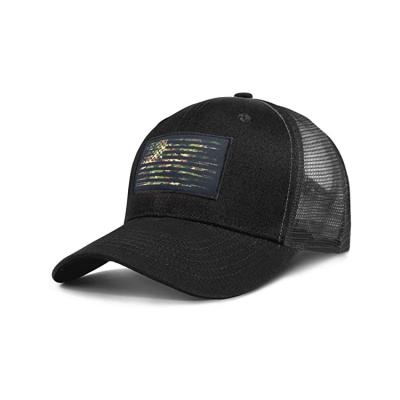 China Custom Six Panel Patch Soft Mesh Trucker Hat with Flat Front Embroidery 58cm for sale