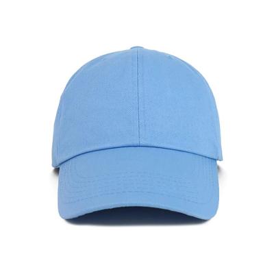 China OEM Blue Color None Logo Cotton Fabric Baseball Cap for sale