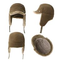 China Men's 56cm Winter Leather Trapper Hat with Fur Lining - 58cm Circumference, Custom Logo Options Available for sale