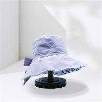 China Custom Logo Female Wide Brim Fishing Bucket Hat 58cm with Big Bowknot for sale