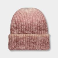 China Custom Knit Beanie Hat 56cm Tie Dye Gradient Color Thick Winter Hat for Women OEM ISO for sale