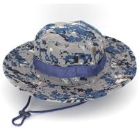 China Custom Camouflage Mesh Bucket Hat for Hunting Hiking 58cm Cotton Polyester for sale