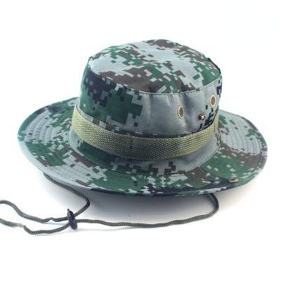 China Custom Camouflage Mesh Bucket Hat for Hunting Hiking 58cm Cotton Polyester for sale
