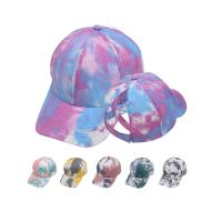 China Custom Tie Dye Criss Cross Band Ponytail Baseball Cap 58cm Adult Cotton for sale