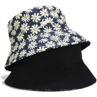 China Reversible Cotton Bucket Hat for Men Women 58cm Anti UV Sun Beach Fishing Cap for sale
