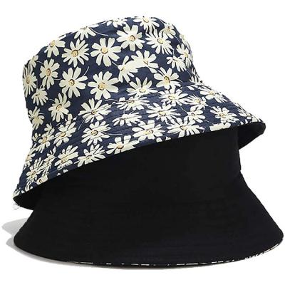 China Reversible Cotton Bucket Hat for Men Women 58cm Anti UV Sun Beach Fishing Cap for sale