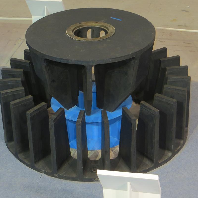 Polyurethane flotation rotor and stator components designed for abrasive mineral processing applications.