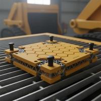 China Polyurethane Modular Panel with Hammer-In Pin Fasteners and Embedded Steel Frame for Mining Equipment Decks in 305x305mm Modular Format for sale