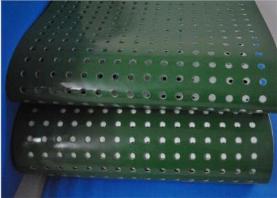 China Green PVC Plastic Corrugator Conveyor Belt with Punching Holes 3000mm Width Lightweight Conveying for sale
