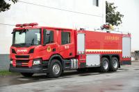 China 16T SCANIA Heavy Duty Fire Engine with Double Cabin and Water Pump for sale