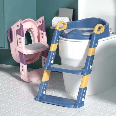 China Solid Pattern Type Children Potty Ladder Toilet Seat With Soft Cushion for sale