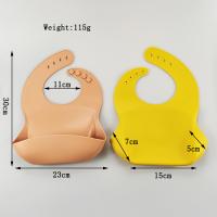 China Printed Soft Baby Silicone Bib With Food Catcher BPA Free 300*23cm for sale